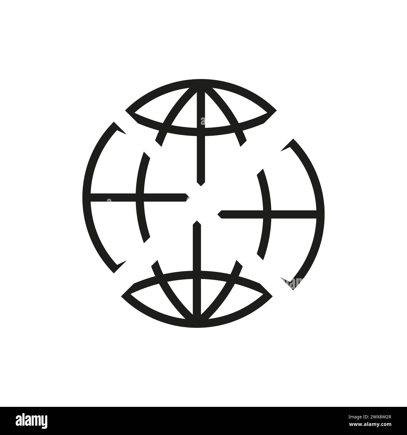 Global network icon. World connectivity concept. International communication symbol. Earth grid ...