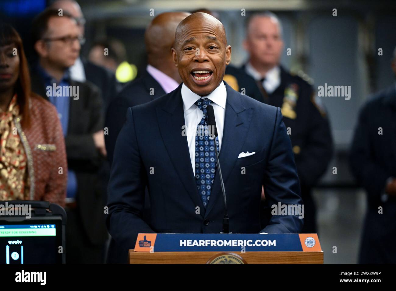 New York City Mayor Eric Adams announces a gun scanner pilot program at ...