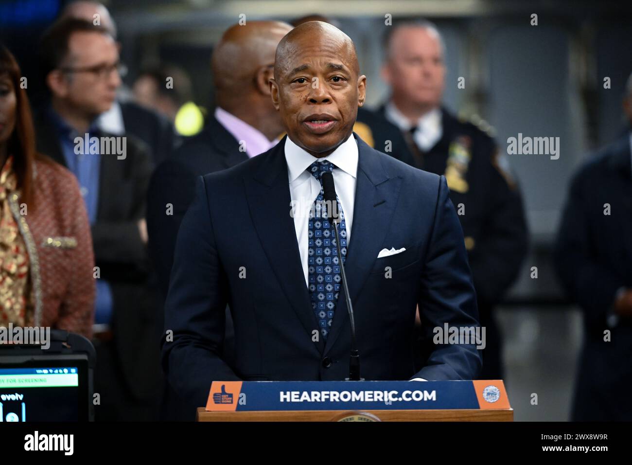 New York City Mayor Eric Adams announces a gun scanner pilot program at ...