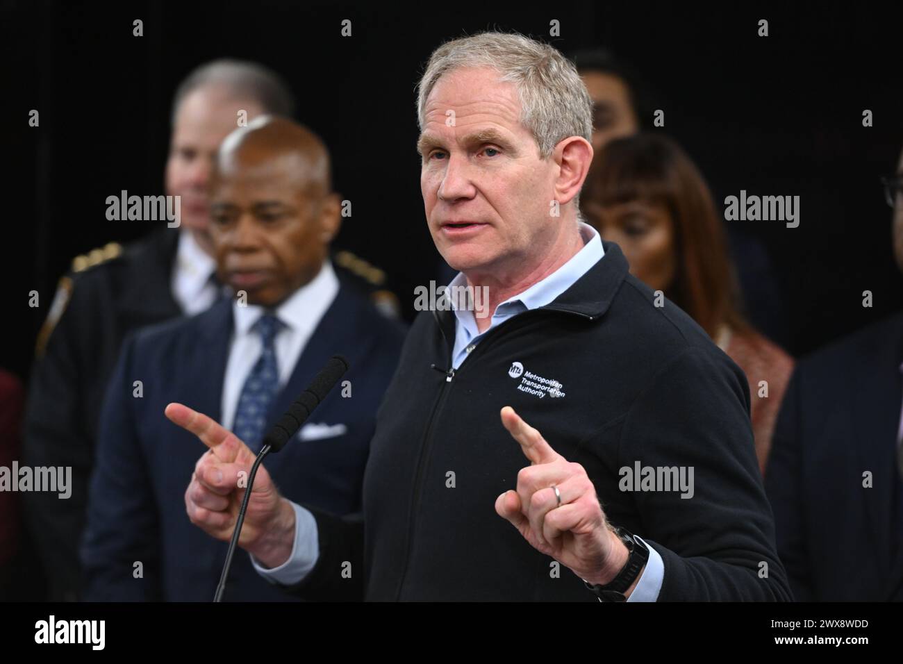 MTA president Janno Lieber joins Mayor Eric Adams to make a public ...