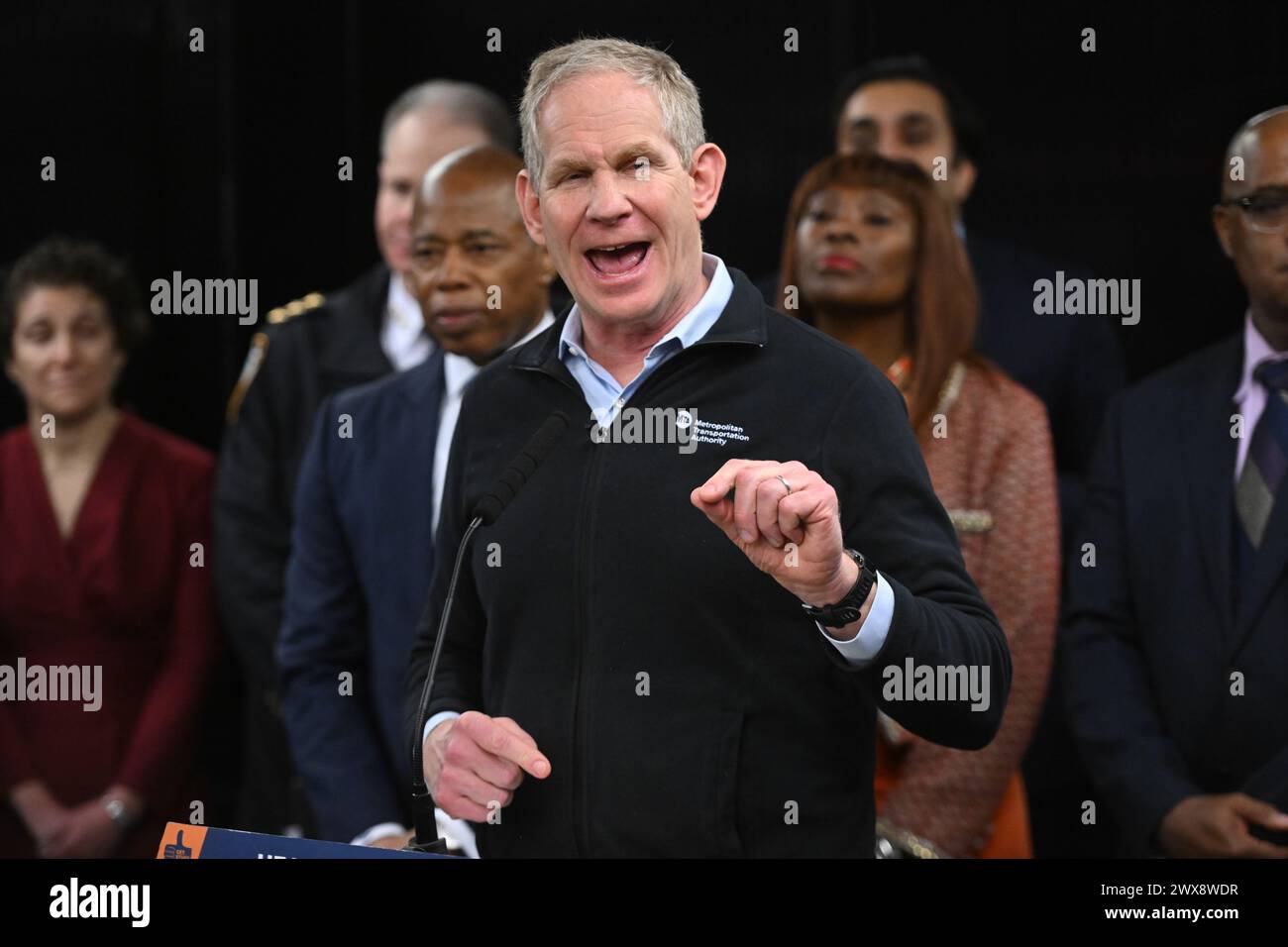 MTA president Janno Lieber joins Mayor Eric Adams to make a public ...