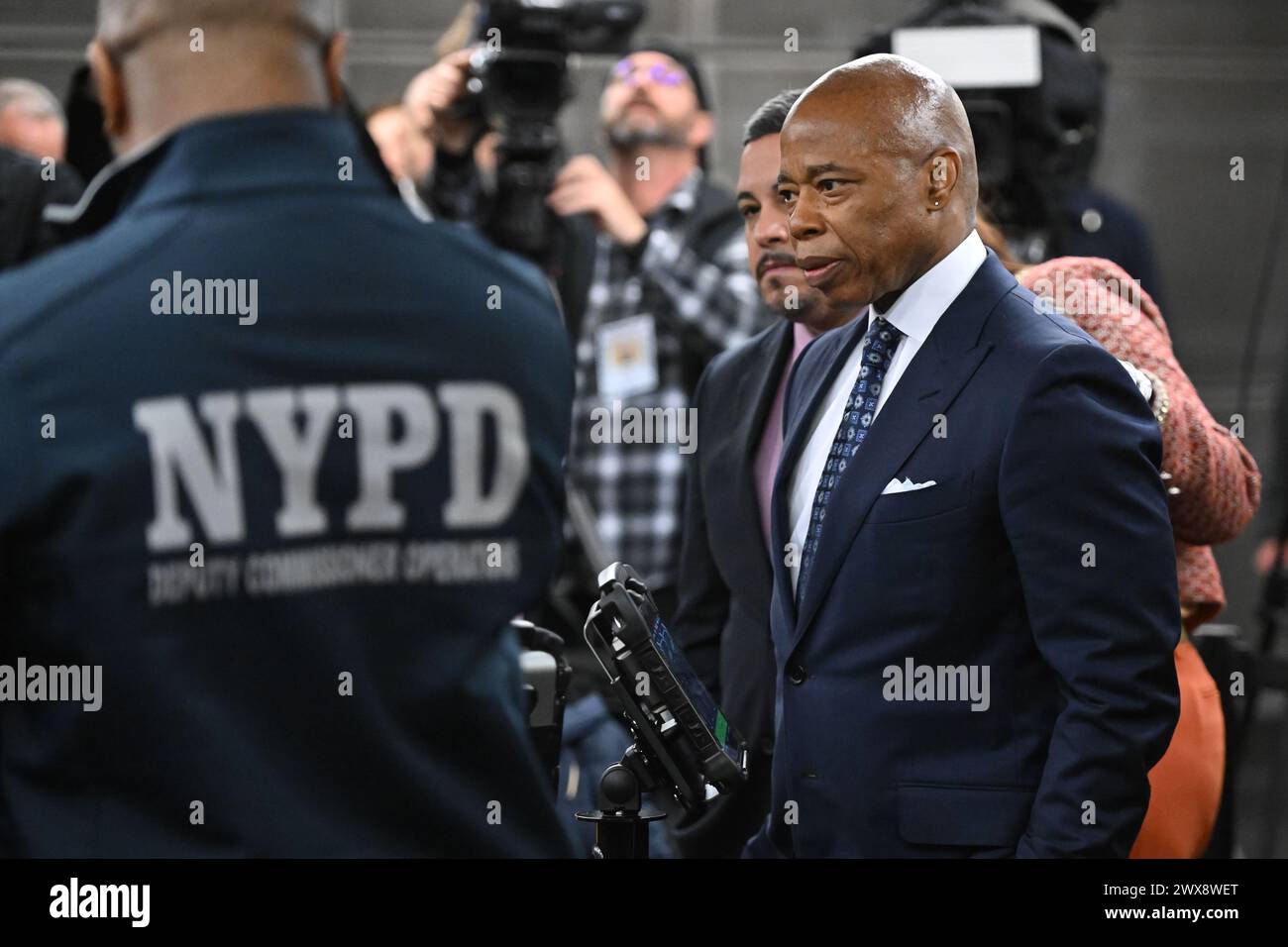 New York City Mayor Eric Adams announces a gun scanner pilot program at ...