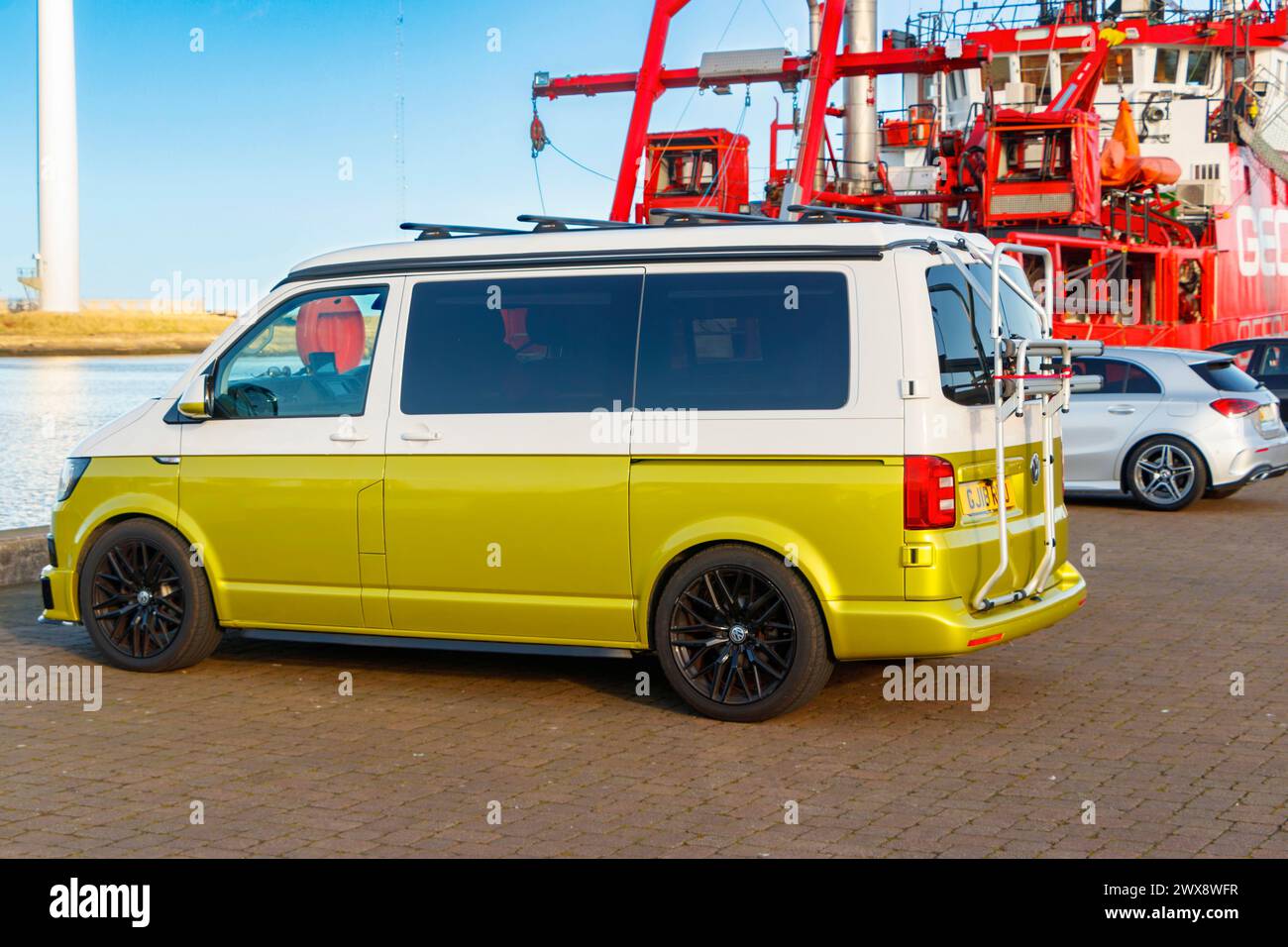 volkswagen T5 Transporter camper van next to Blyth harbour ...