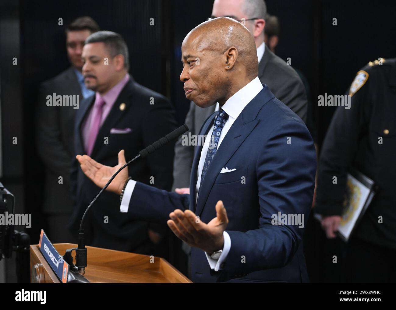 New York City Mayor Eric Adams announces a gun scanner pilot program at ...