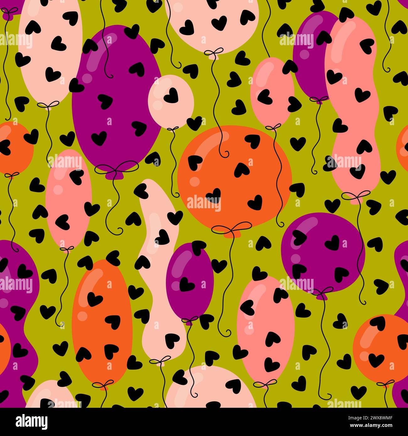 Birthday balloons seamless cartoon pattern for wrapping paper and ...