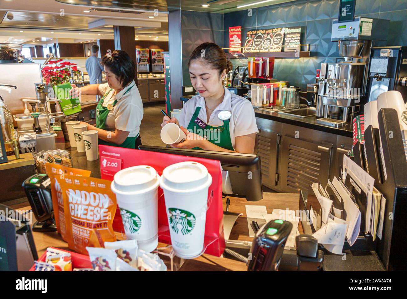 Miami Florida,PortMiami Port of Miami,onboard inside interior,Norwegian Joy Cruise Line ship,7 ...