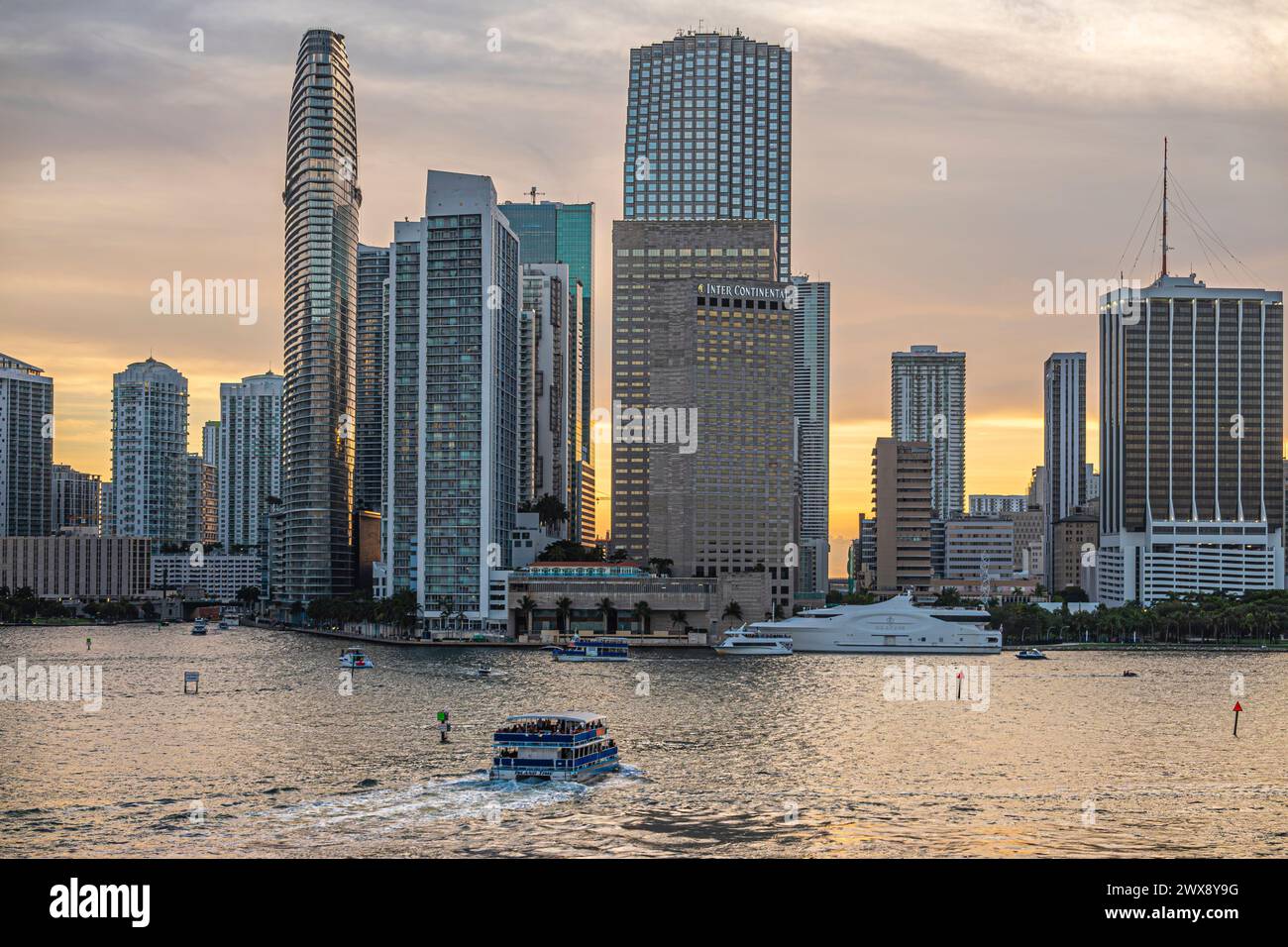 Miami, Florida, USA - July 29, 2023: Mainland skyline of tall buildings ...