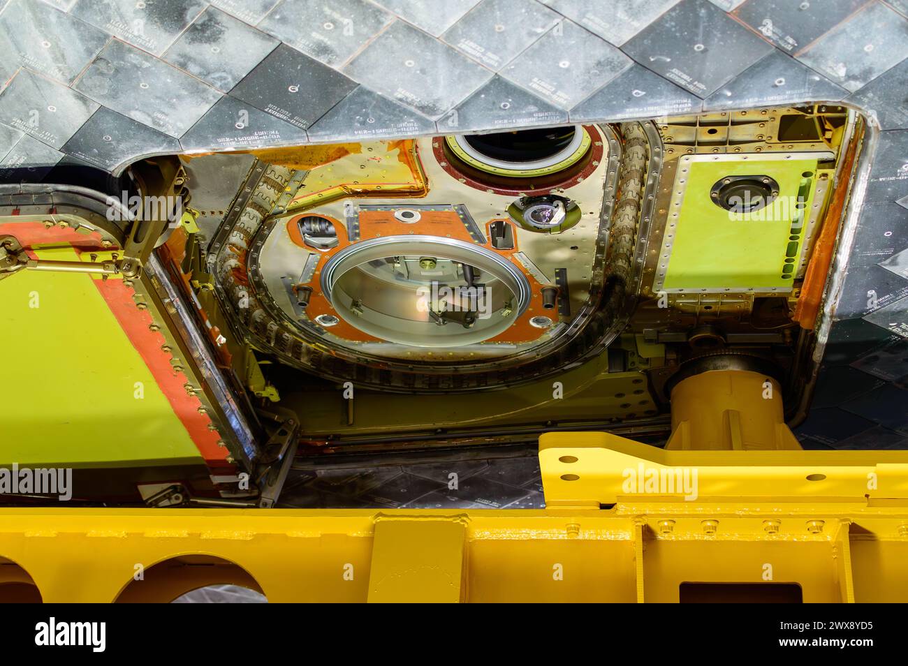 Detail of underside from the Space Shuttle Endeavour horizontally ...
