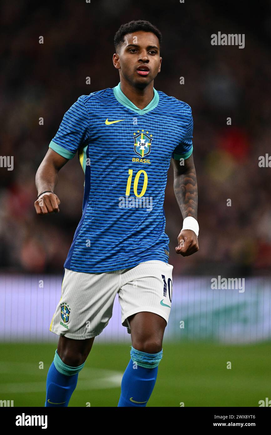 LONDON, ENGLAND - MARCH 23: Rodrygo of Brazil during the international friendly match between ...