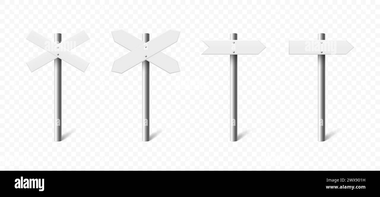 Vector 3D Realistic Sign Post Set. Realistic Blank Road Signboard ...