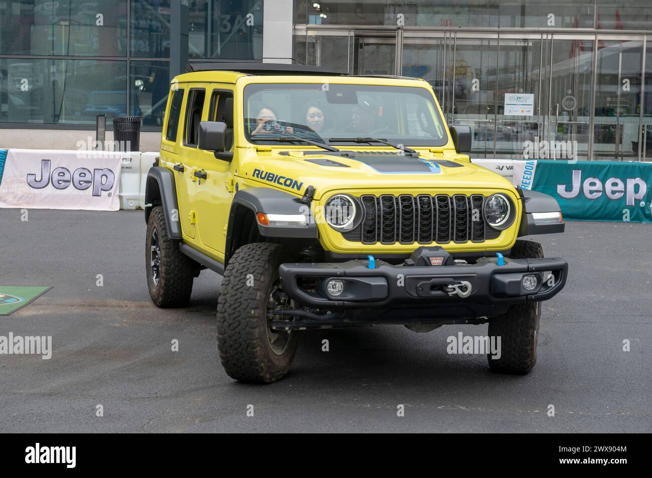 New York, United States. 27th Mar, 2024. People ride different Jeep ...