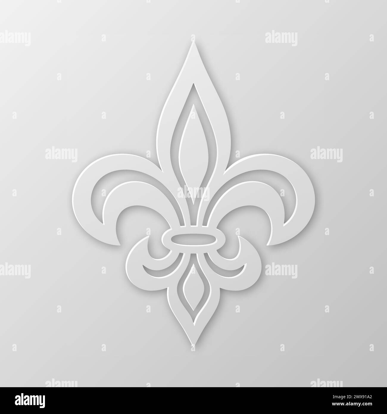 Vector Realistic Paper 3d Fleur De Lis Closeup on White Background ...