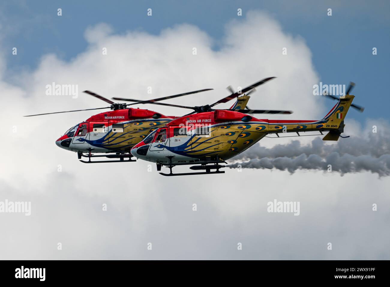 HAL Dhruv utility helicopters from the Indian Air Force’s Sarang aerial ...