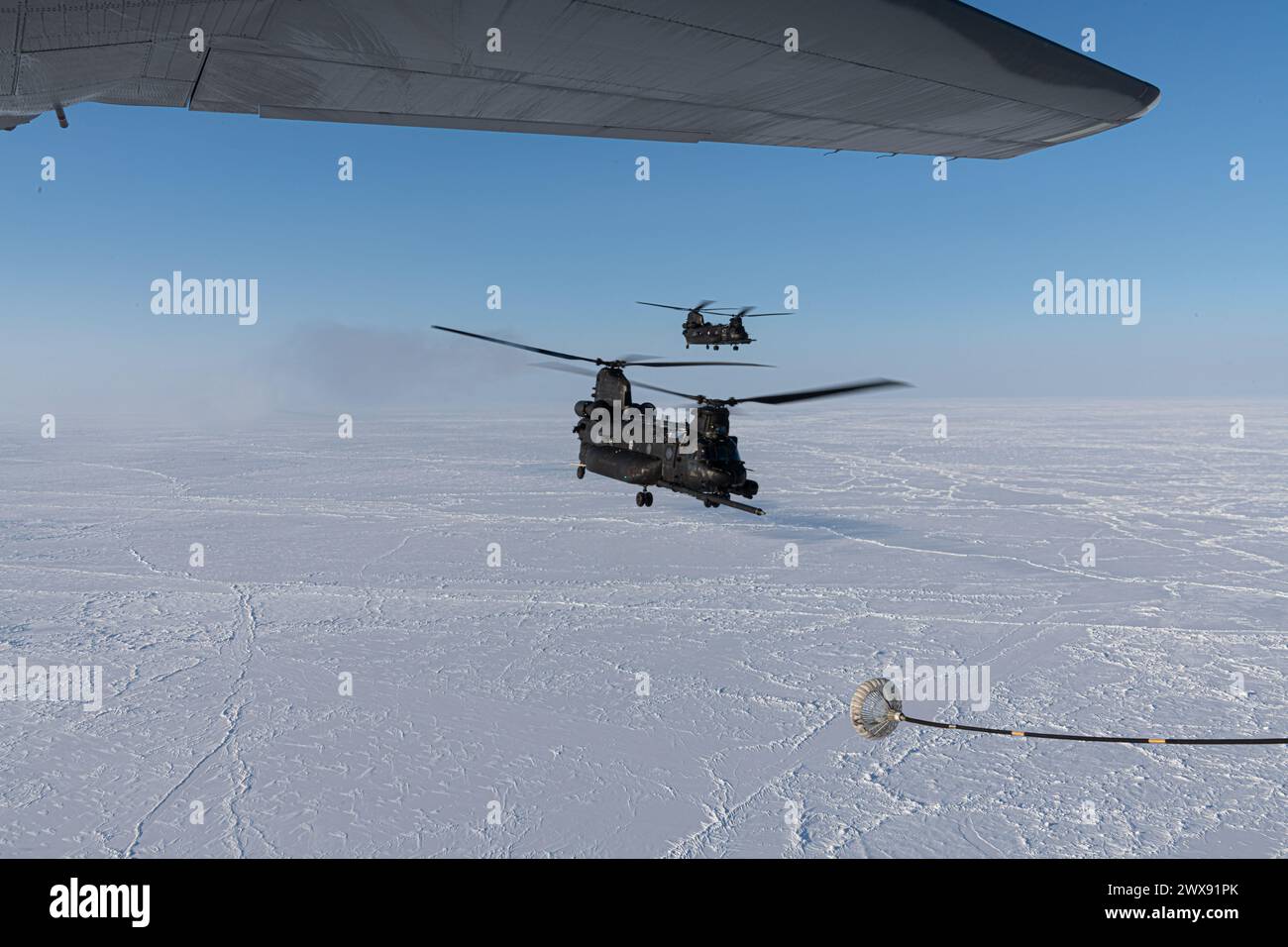 Two MH-47G Chinook helicopters assigned to the 160th Special Operations ...
