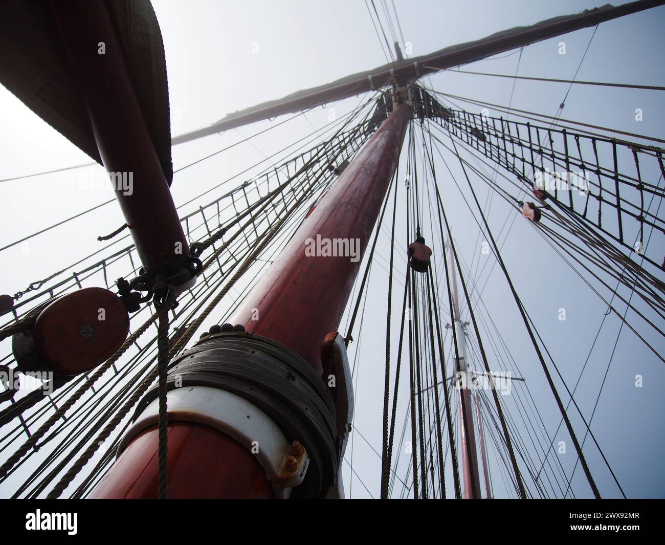 Ancon Bay, Peru. 28th Mar, 2024. Rigging detail of the Oosterschelde, a ...