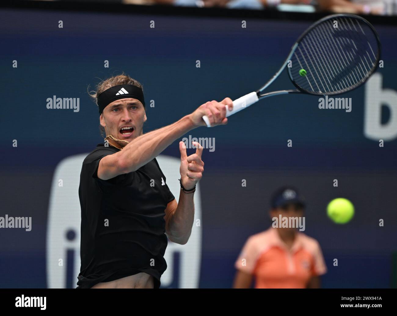 MIAMI GARDENS FL - MARCH 28: Alexander Zverev Vs Fabian Marozsan during men's quarter finals at ...
