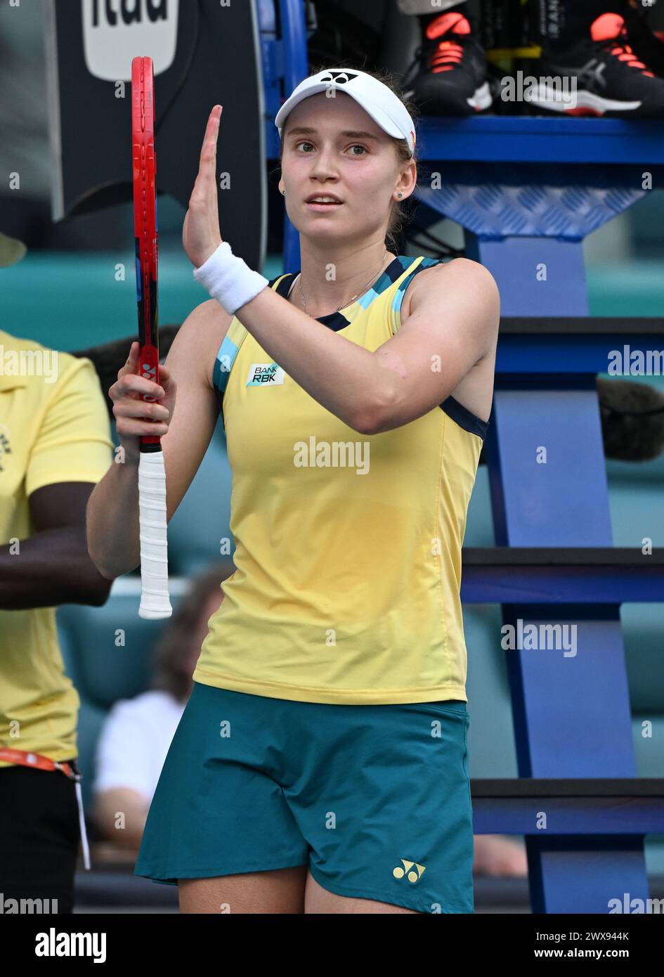 MIAMI GARDENS FL - MARCH 28: Victoria Azarenka Vs Elena Rybakina during ...