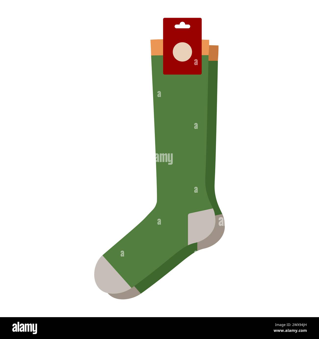 Green socks with logo tag hosiery crew length. Fashion accessory ...