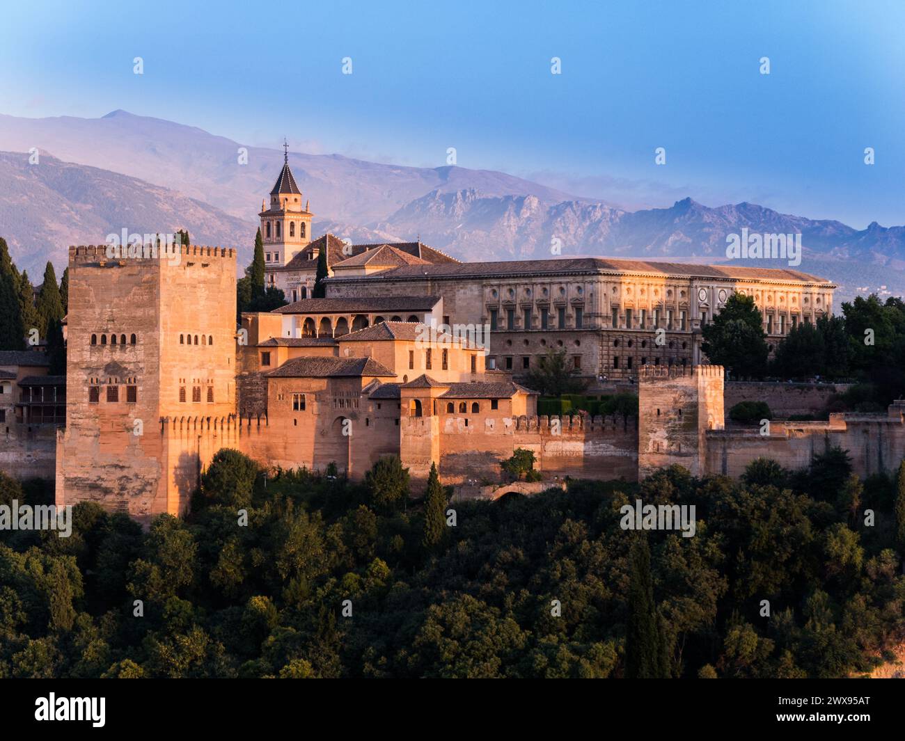 the alhambra palace charles v tower of comares Stock Photo - Alamy