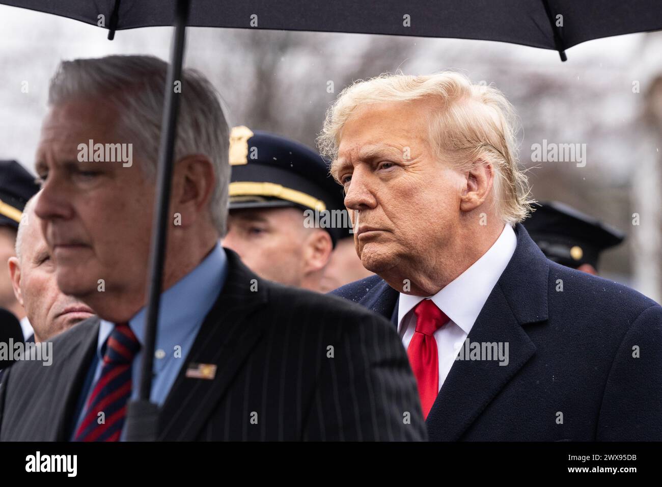 Former President Donald Trump Jr. listens as Bruce Blakeman speaks at ...