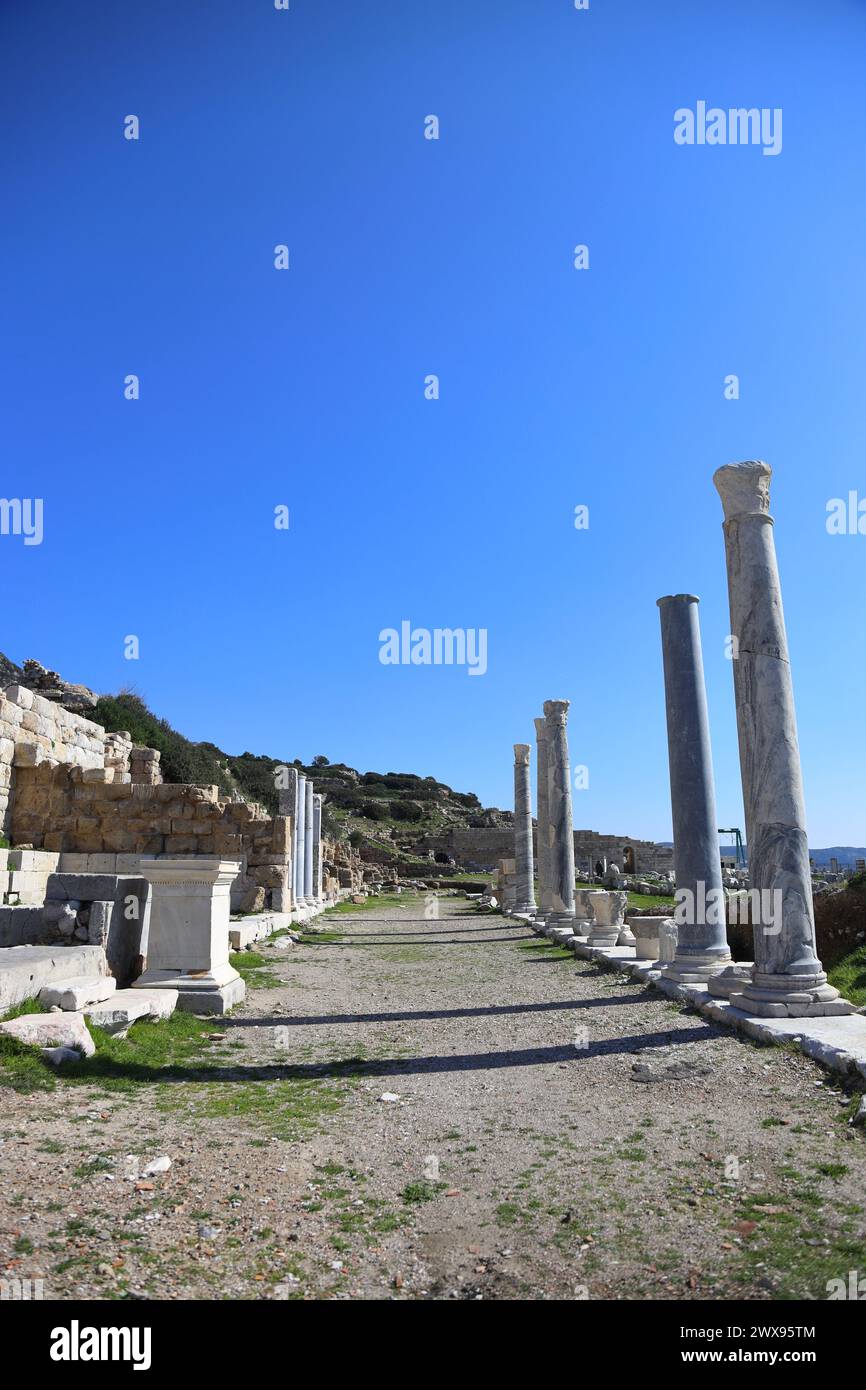 Ancient Ruins in the ancient city of Knidos. Landscape with ancient ruins. Mugla / Datca ...