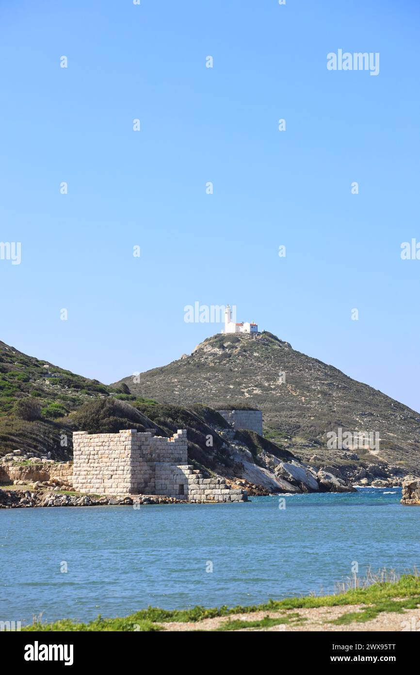Ancient Ruins in the ancient city of Knidos. Landscape with ancient ruins. Mugla / Datca ...