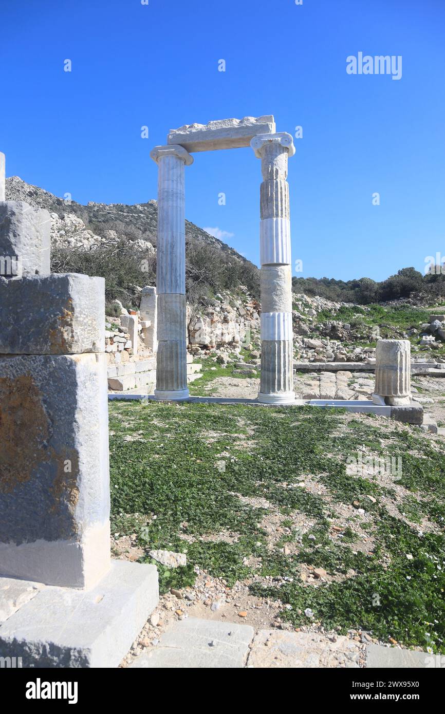 Ancient Ruins in the ancient city of Knidos. Landscape with ancient ruins. Mugla / Datca ...