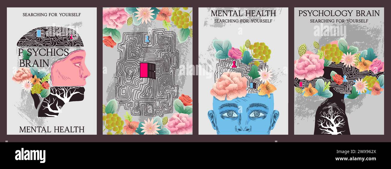 Set of Mental health vector posters Stock Vector Image & Art - Alamy