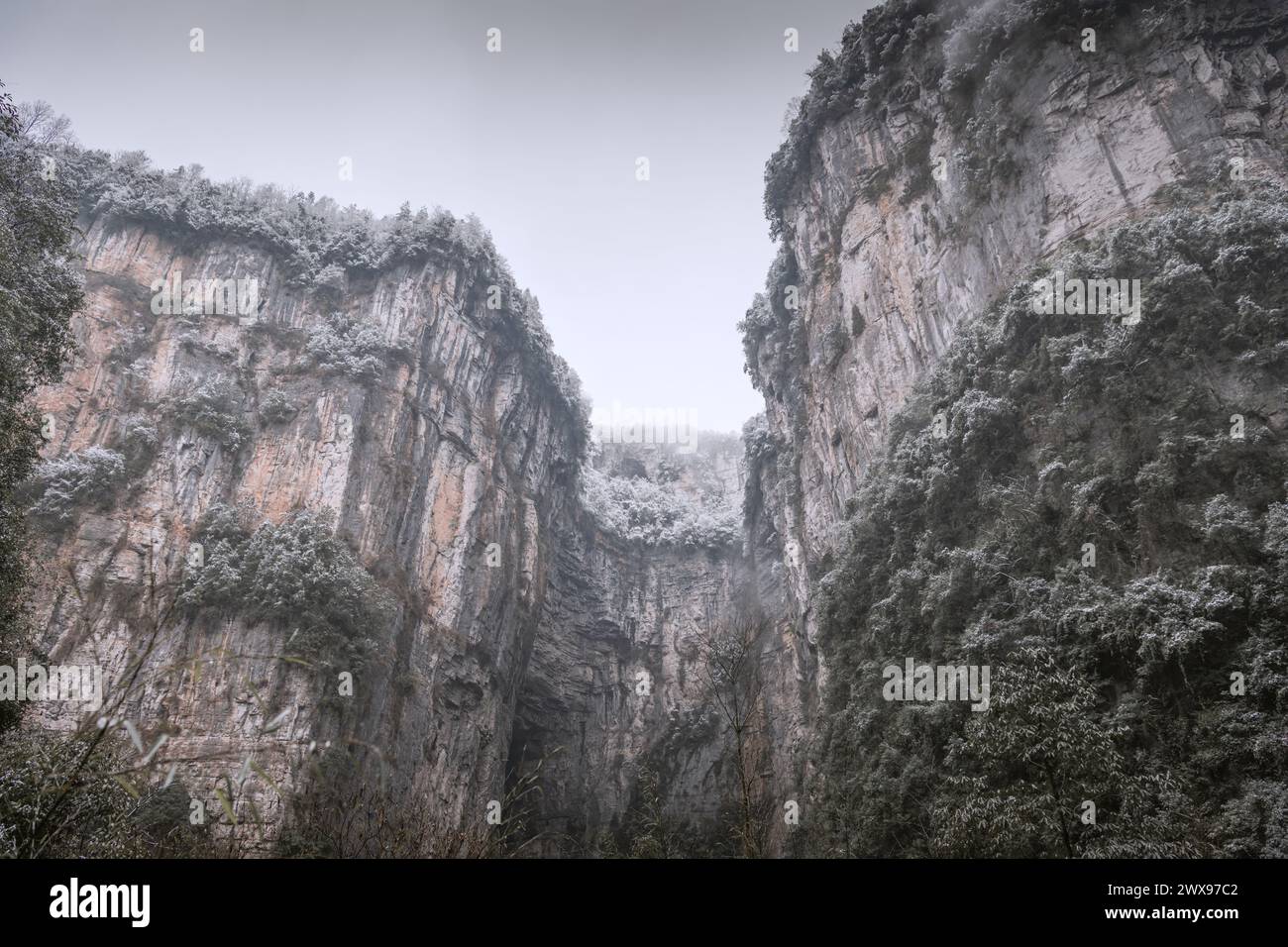 Wulong Karst limestone rock formations in Longshui Gorge Difeng, an ...