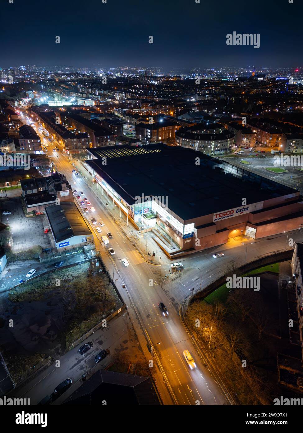Tesco extra maryhill scotland drone view hi-res stock photography and ...