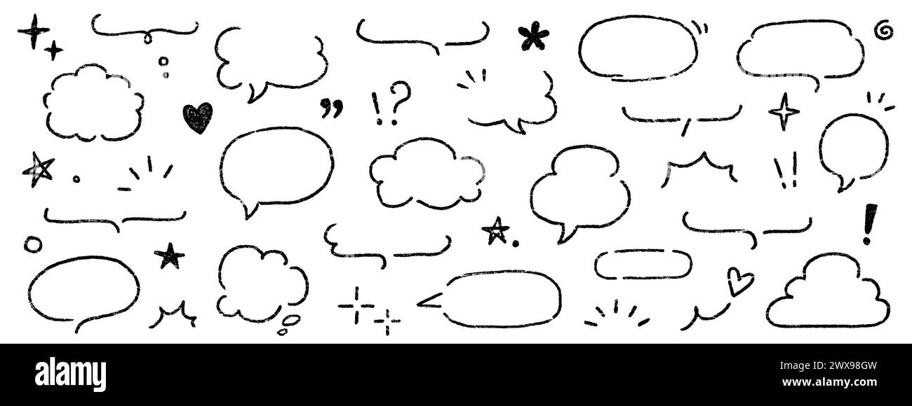 Cute crayon frame speech bubble set. Crayon chalk background speech ...