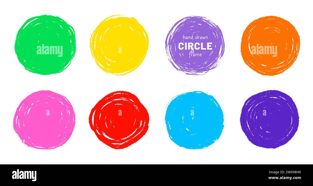 Scribble circle round vector frame. Hand drawn rough scribble effect ...