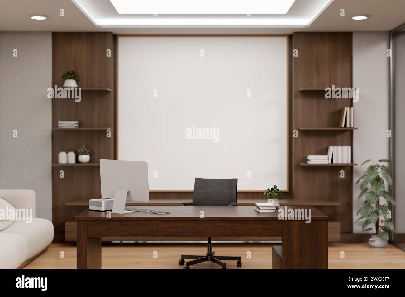 The interior design of a contemporary luxurious private CEO office ...