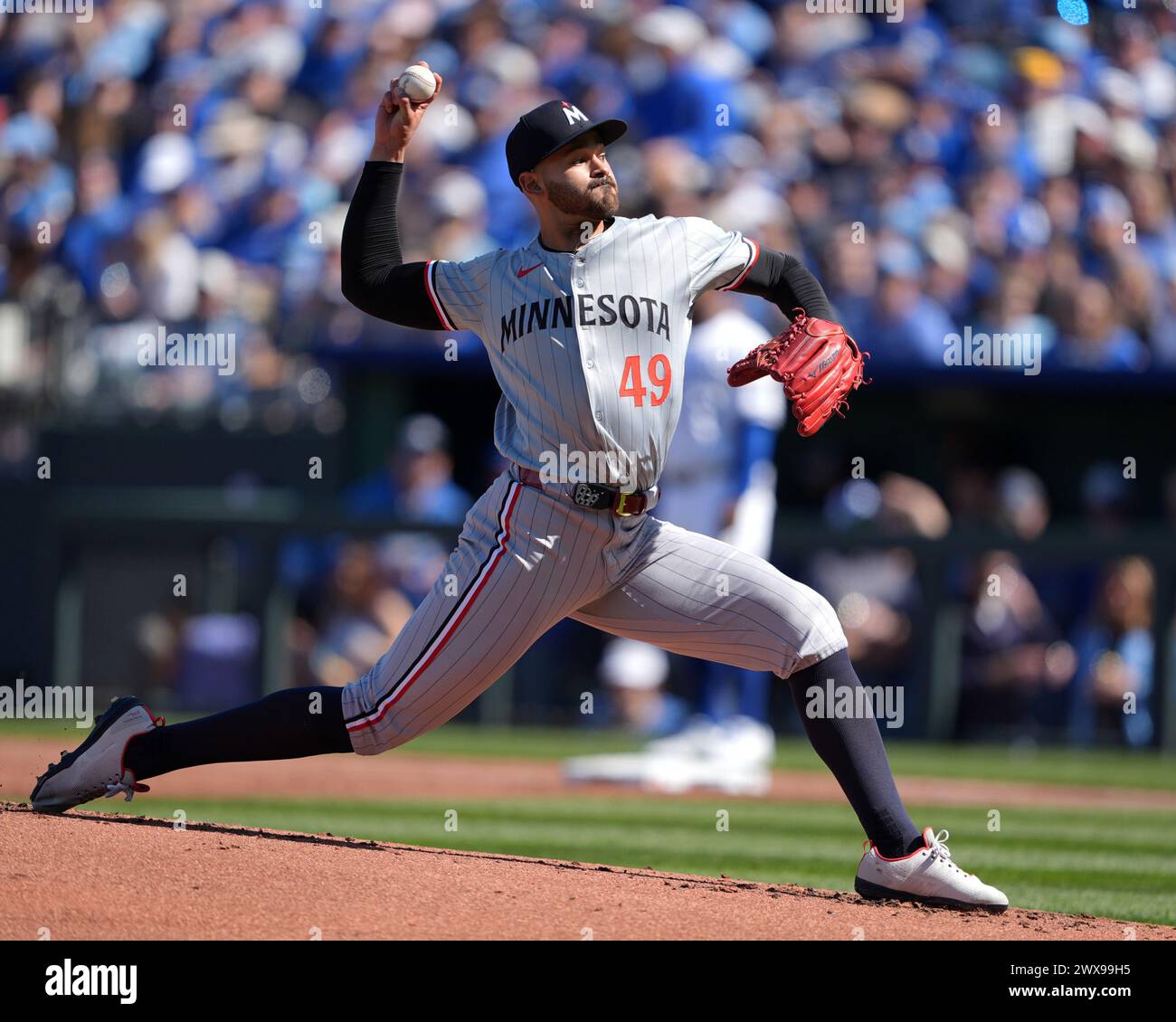 MAR 28, 2024:Minnesota Twins starting pitcher Pablo Lopez (49) delivers ...
