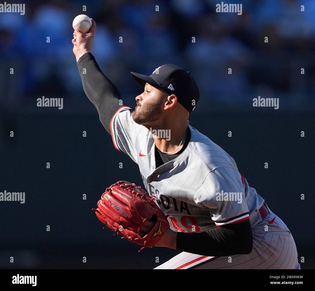 MAR 28, 2024: Minnesota Twins starting pitcher Pablo Lopez (49) makes a ...