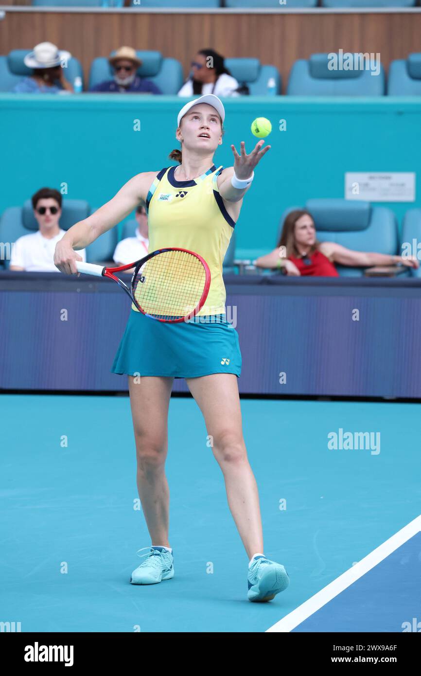 MIAMI GARDENS, FLORIDA - MARCH 28: Elena Rybakina from Kazakhstan ...