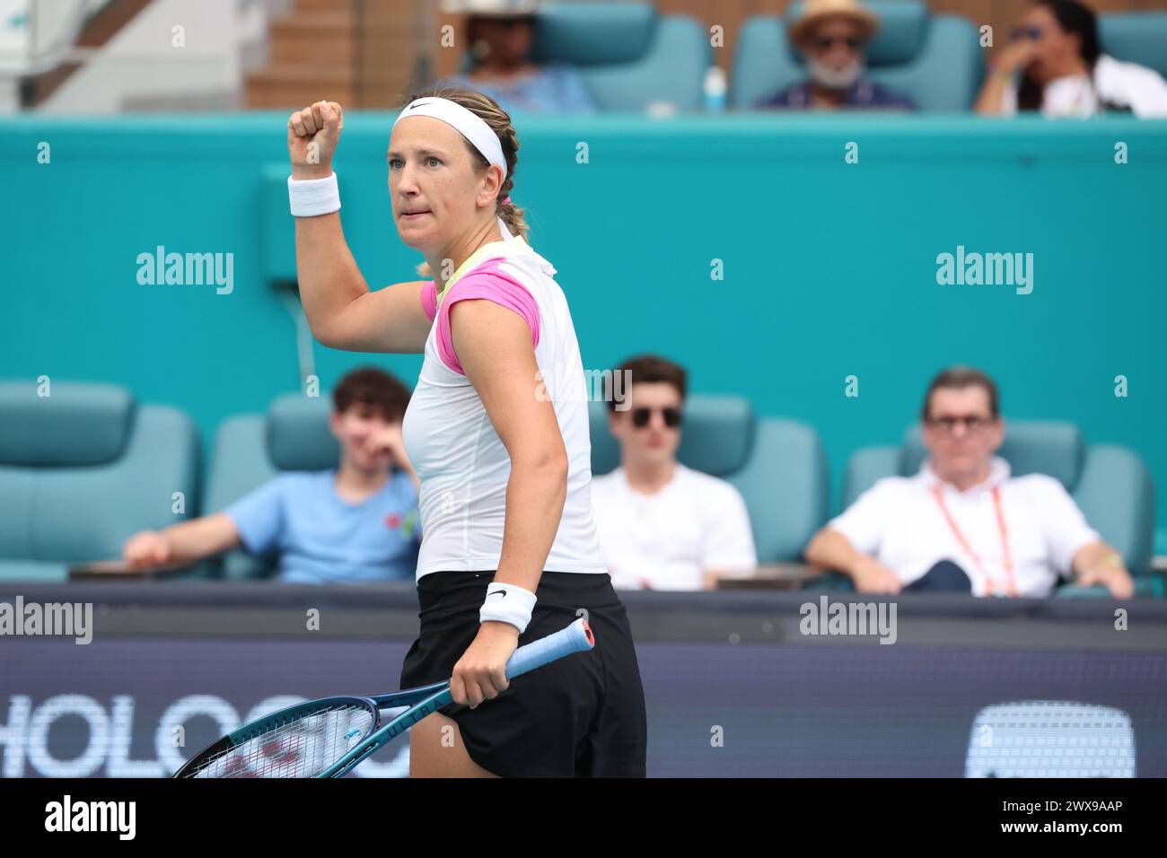 MIAMI GARDENS, FLORIDA - MARCH 28: Elena Rybakina from Kazakhstan ...