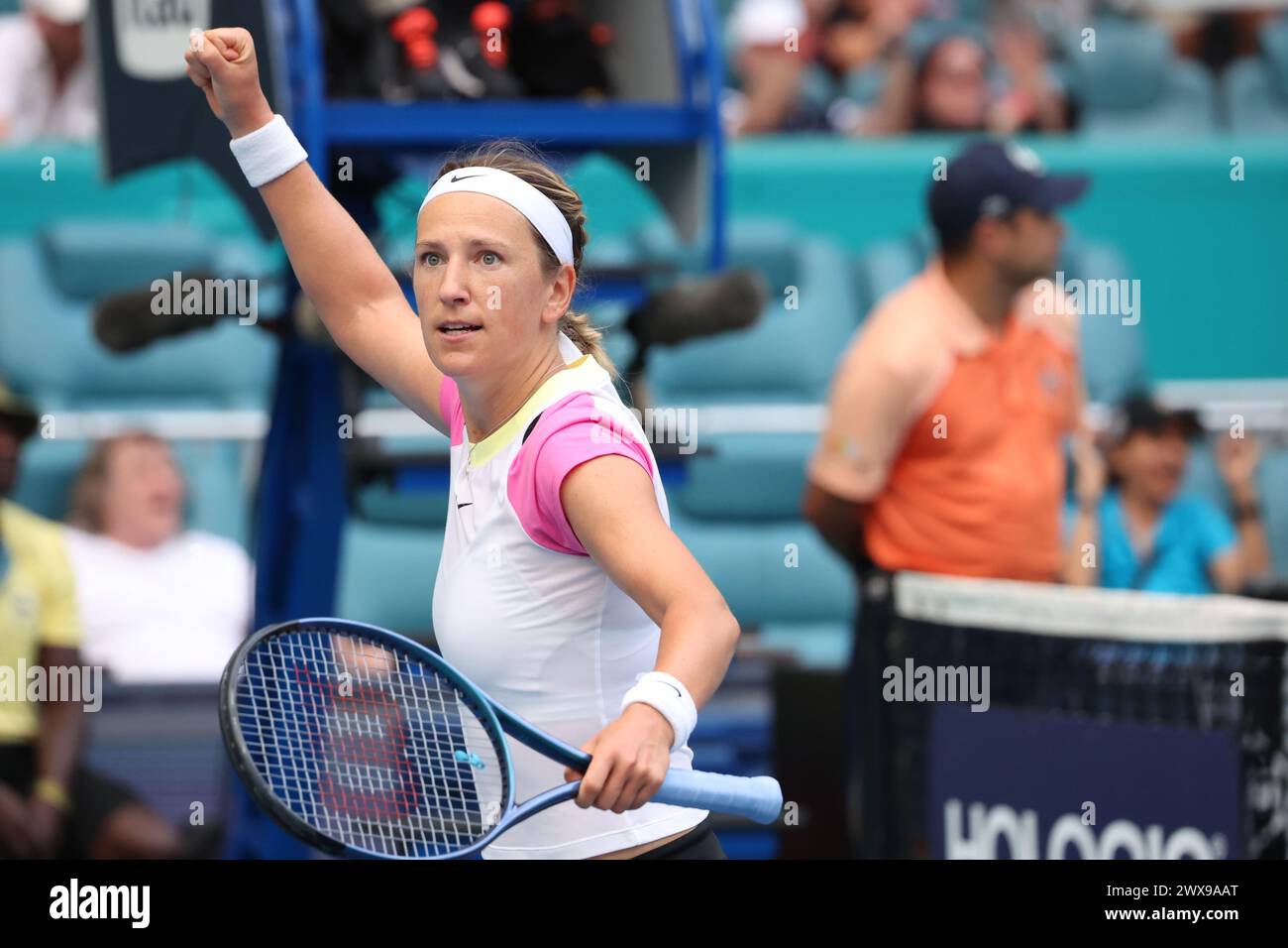 MIAMI GARDENS, FLORIDA - MARCH 28: Elena Rybakina from Kazakhstan ...