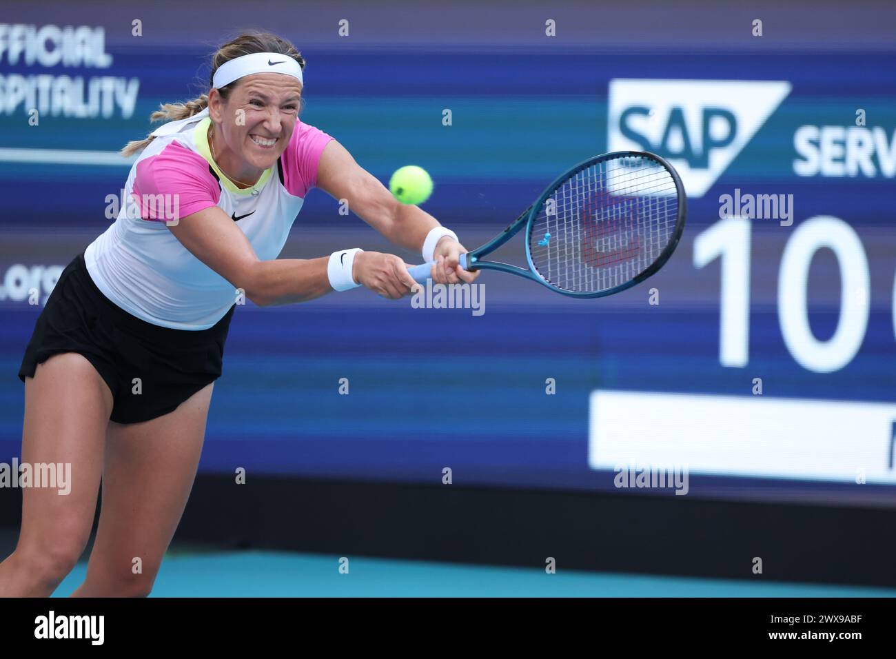MIAMI GARDENS, FLORIDA - MARCH 28: Elena Rybakina from Kazakhstan ...