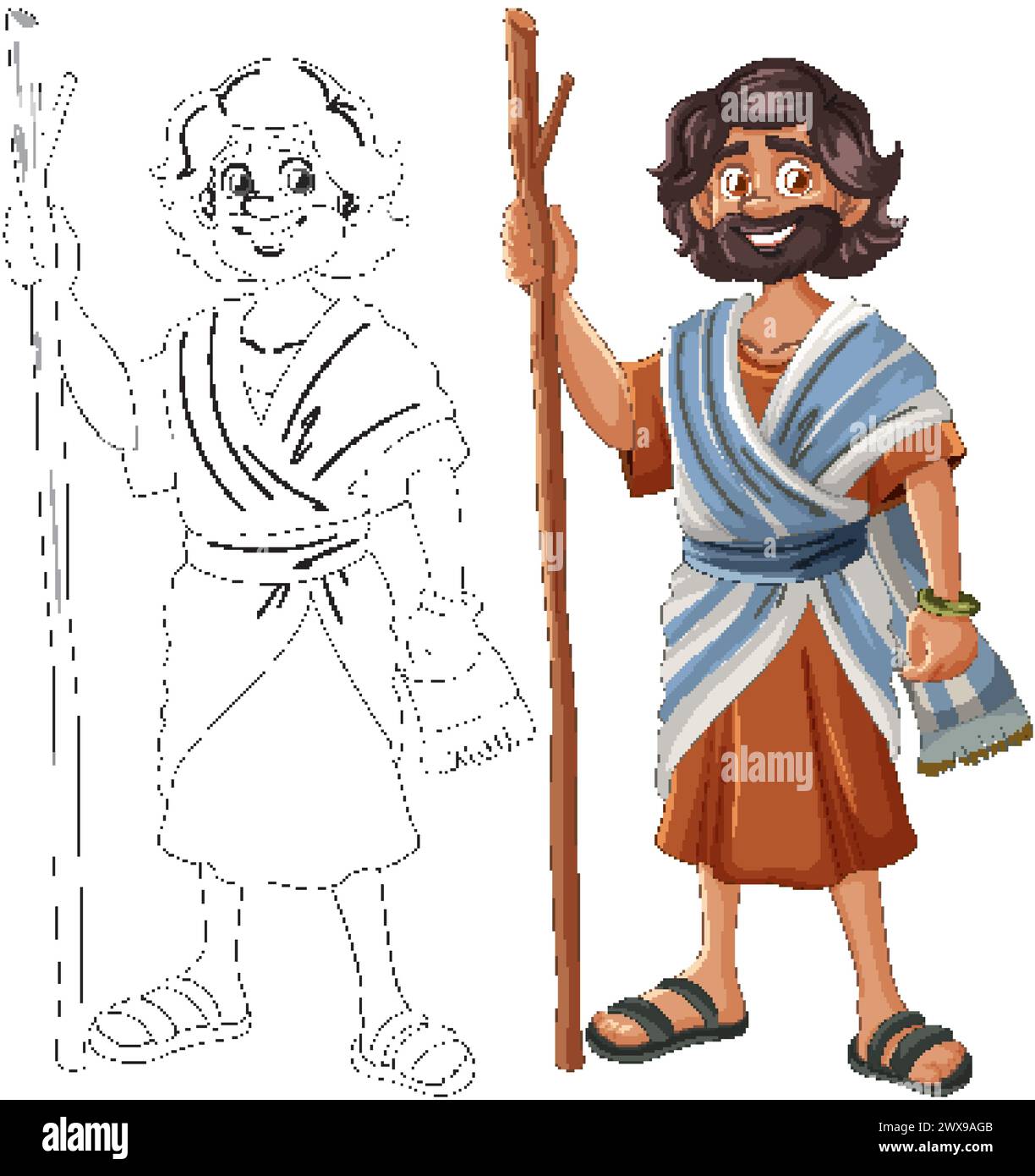 Colorful and line art illustrations of Greek figures Stock Vector Image ...