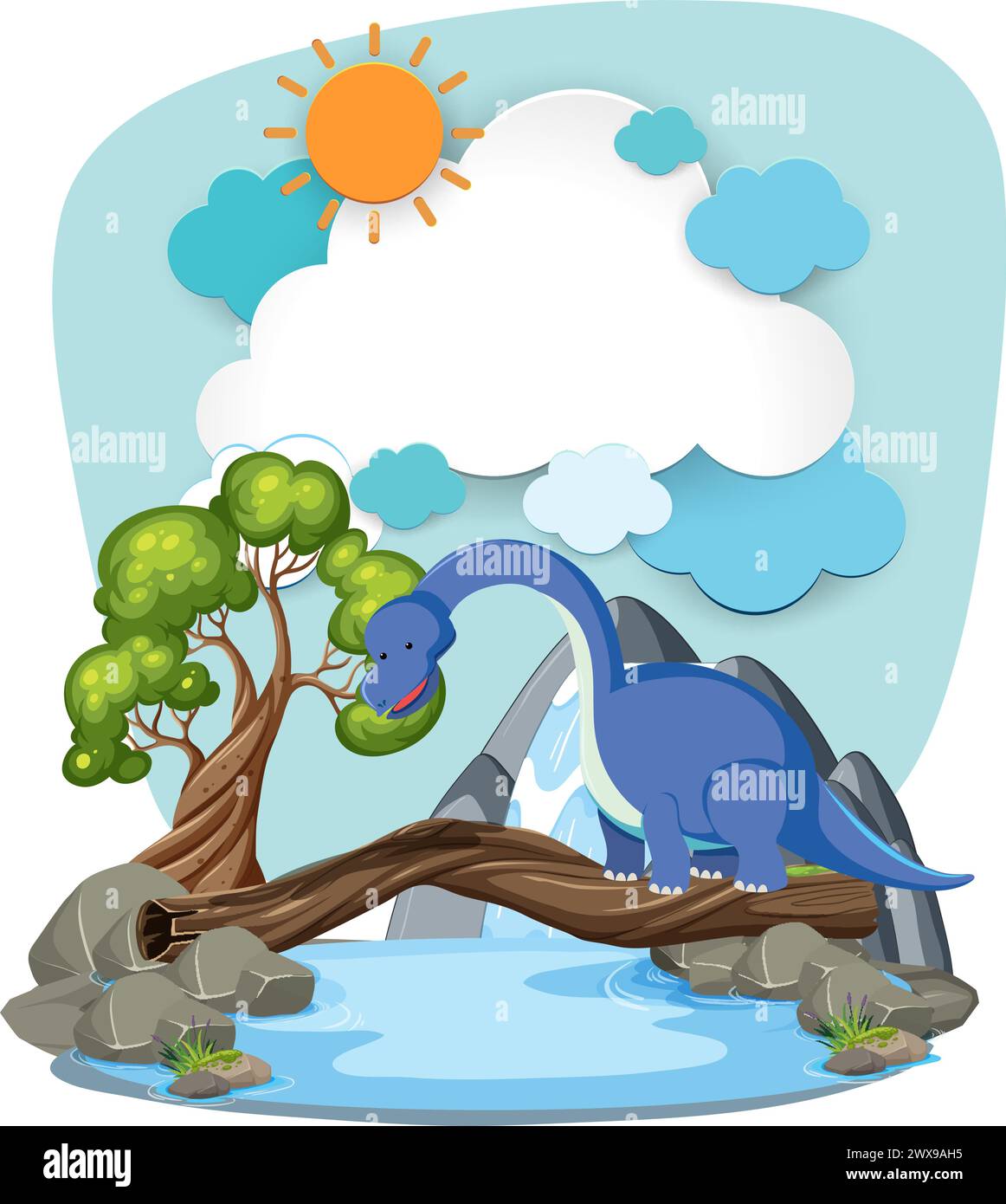 Cartoon dinosaur enjoying nature near a river Stock Vector Image & Art ...