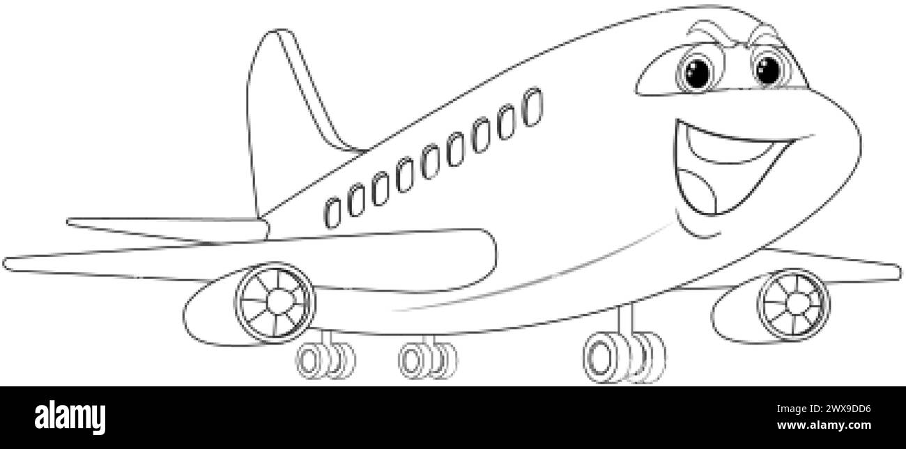 Smiling animated airplane with eyes and wheels Stock Vector Image & Art ...