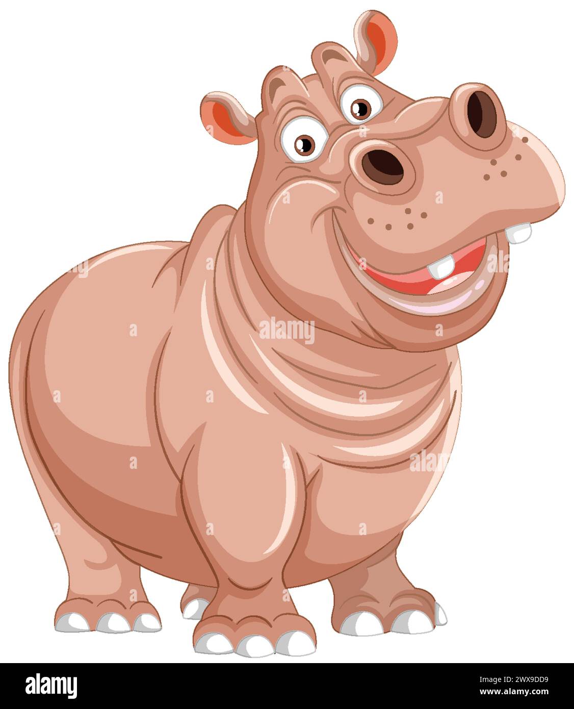 A happy, smiling cartoon hippo standing alone Stock Vector Image & Art ...