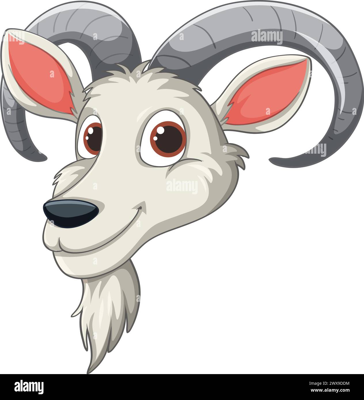 Vector illustration of a smiling cartoon goat head Stock Vector Image ...