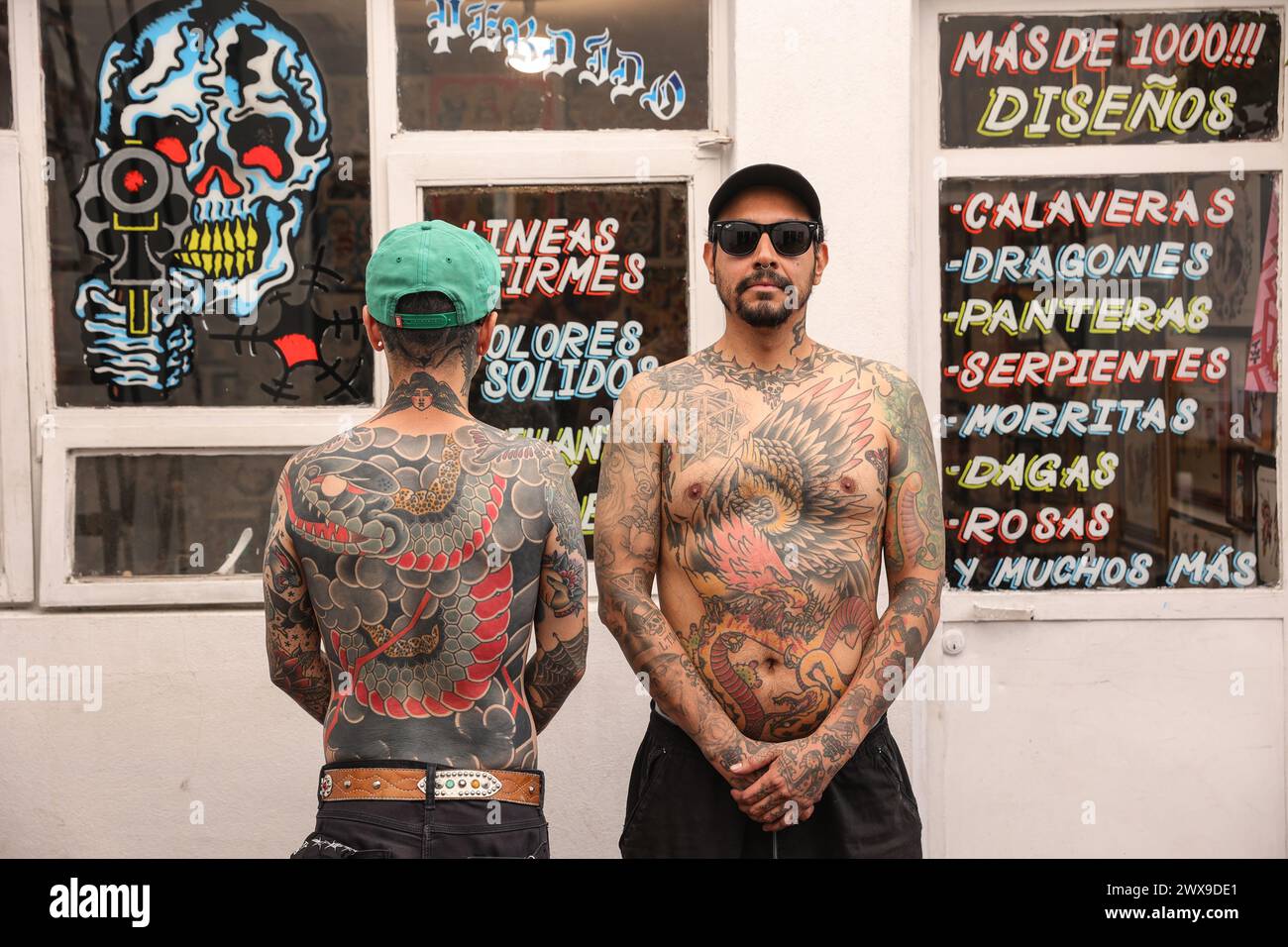 March 28, 2024, Mexico City, Mexico: Tattoo artists, Israel Ortega ...