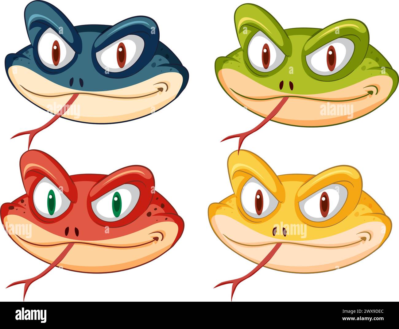 Four vibrant frogs with expressive faces Stock Vector Image & Art - Alamy