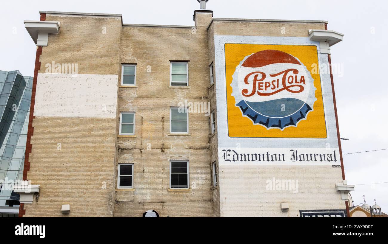 Edmonton, Canada. 28th Mar, 2024. Pepsi Cola Advertisement on the back ...