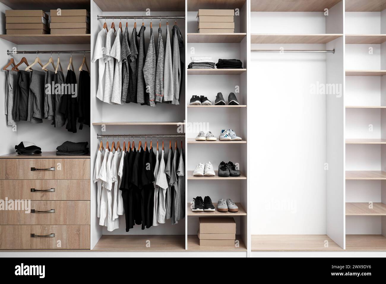 Modern man's wardrobe with stylish clothes Stock Photo - Alamy