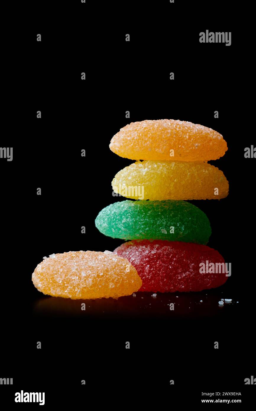 jujubes, fruit flavored colorful gummy chewy candy confectionery with ...