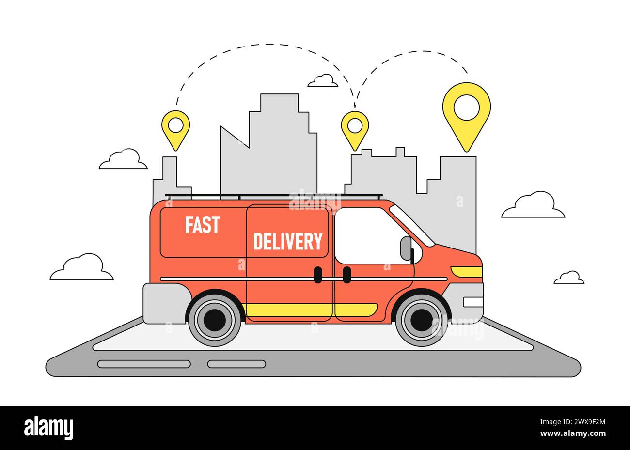 Delivery truck vector linear Stock Vector Image & Art - Alamy